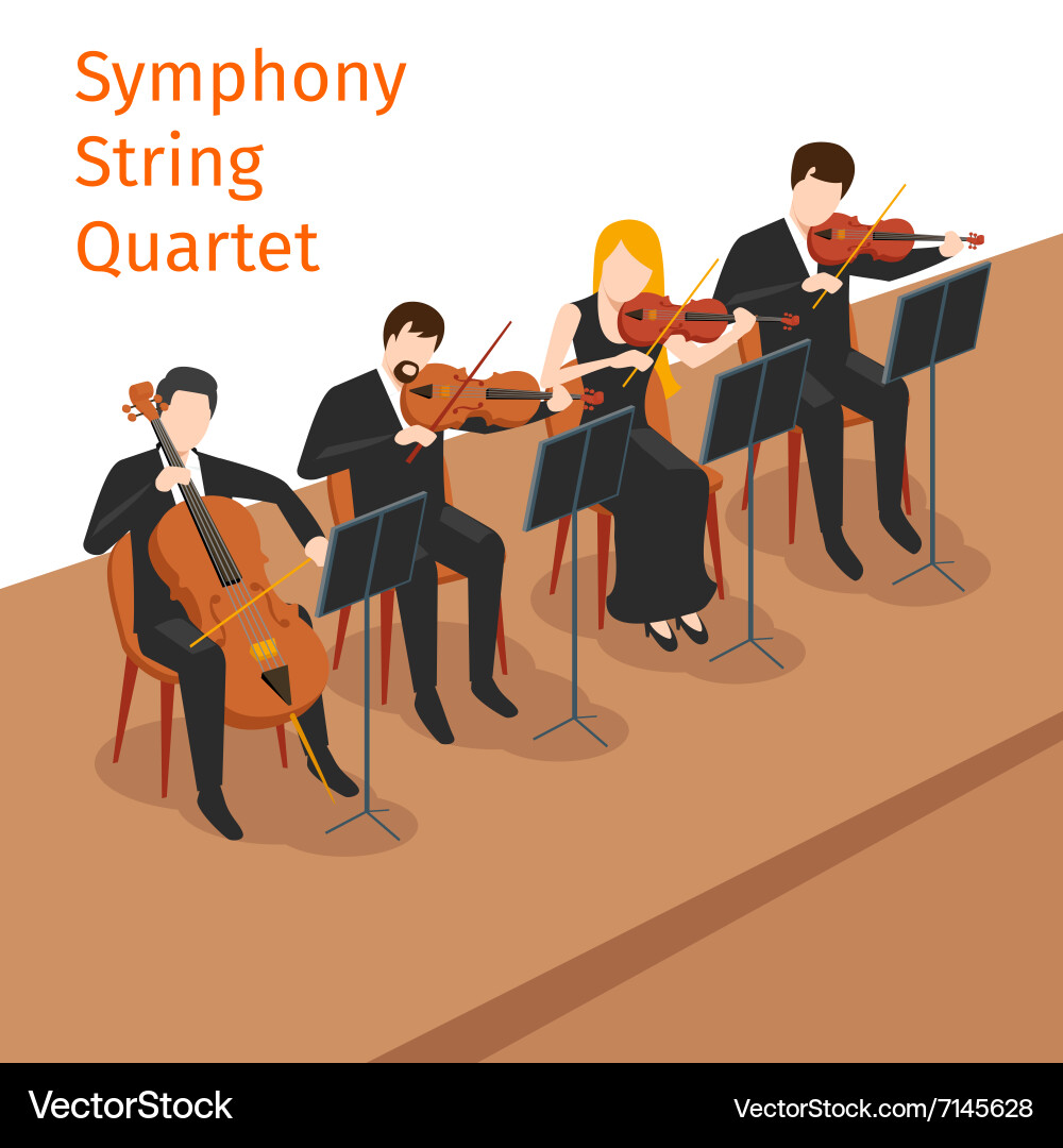 Symphonic orchestra string quartet Royalty Free Vector Image