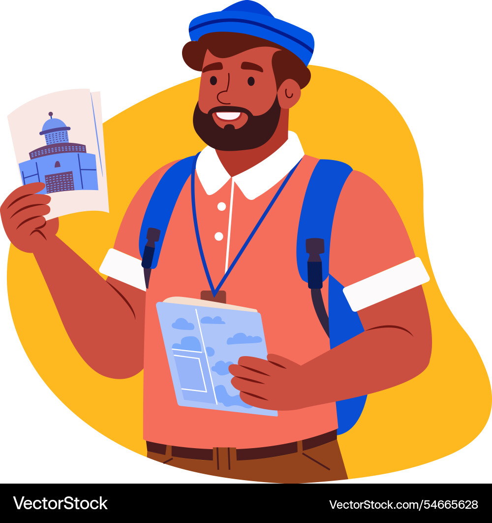 Tour guide in a flat style Royalty Free Vector Image