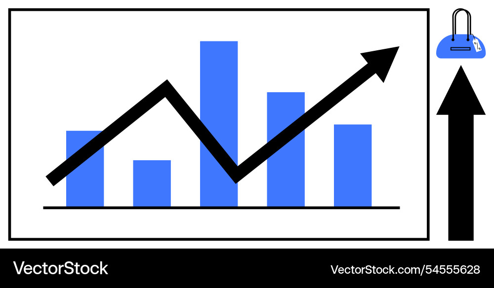 Wachstumsbalkendiagramm mit Pfeil nach oben Vektorbild