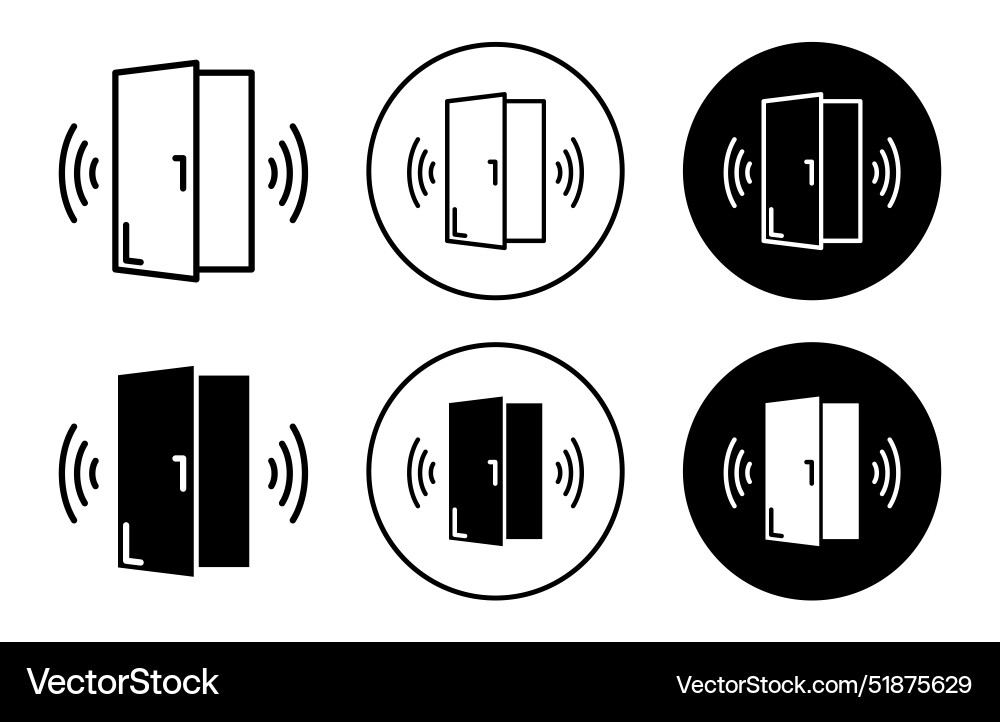 Door sensor alarm icon outline flat Royalty Free Vector