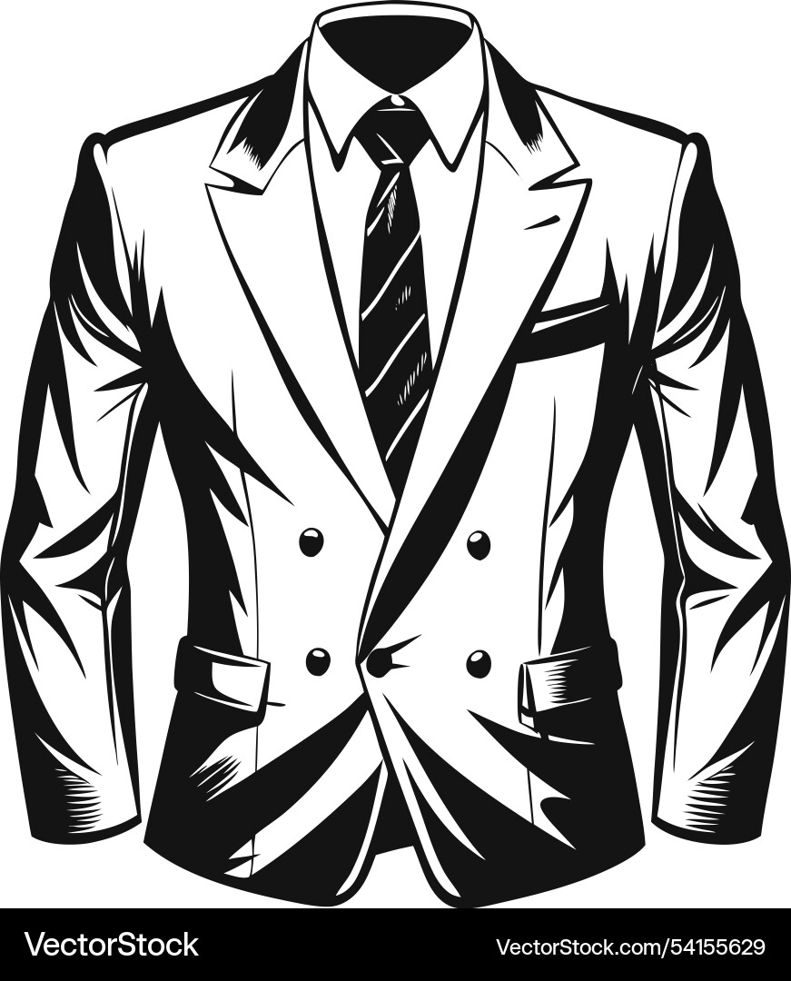 Double-breasted suit jacket template Royalty Free Vector
