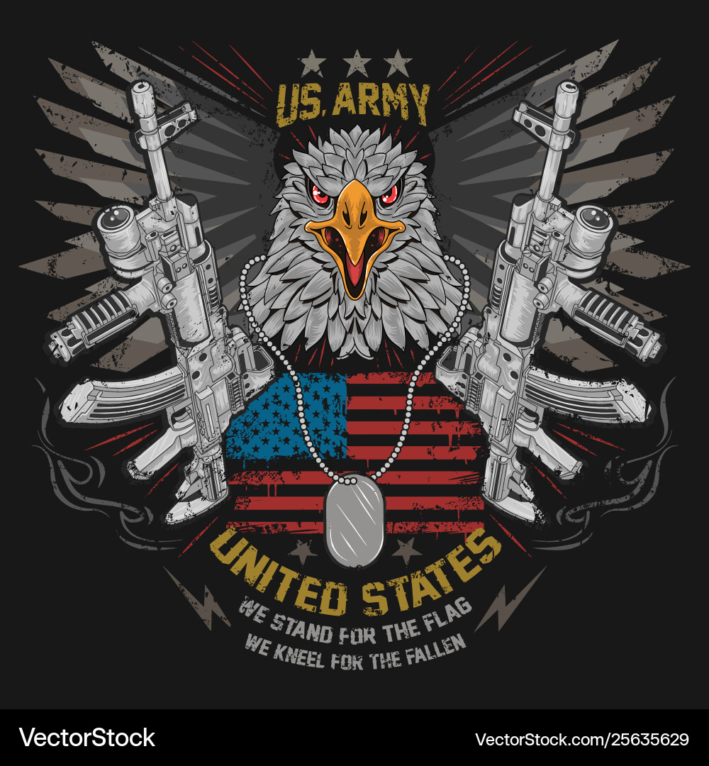 Eagle usa flag and weapon with editable lay Vector Image