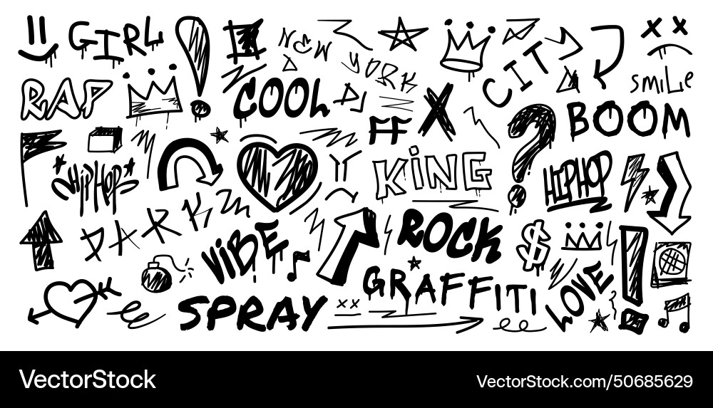 Graffiti spray elements art doodle font urban Vector Image