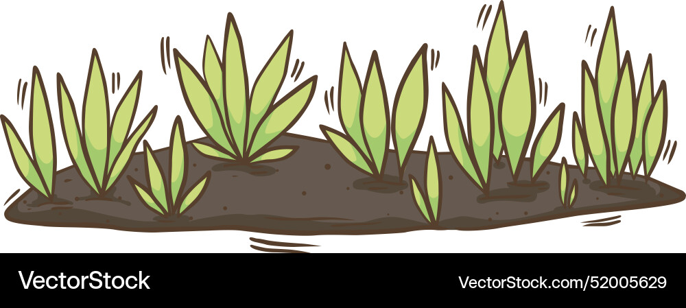 Green grass on soil mound border Royalty Free Vector Image