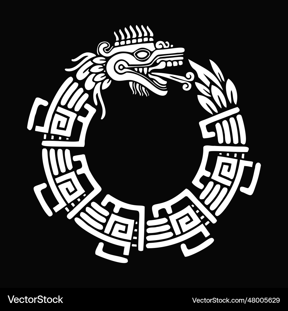 Quetzalcoatl Ouroboros Serpent Royalty Free Vector Image