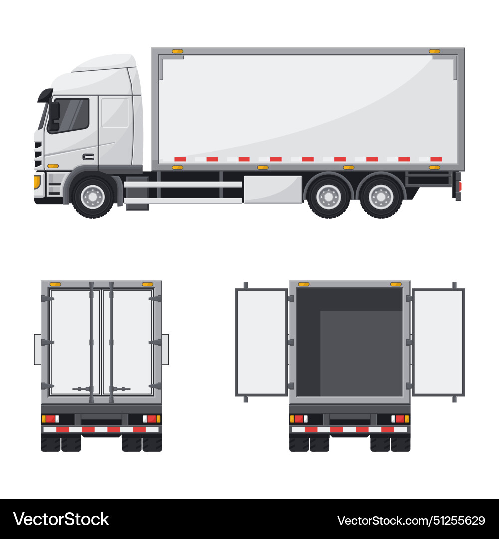 Side and front view of container truck isothermal Vector Image