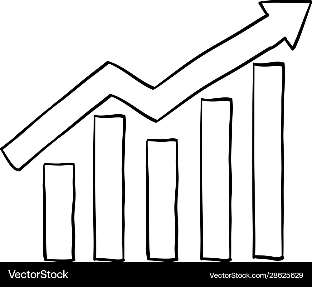 Trend icon graph with handdrawn doodle style Vector Image