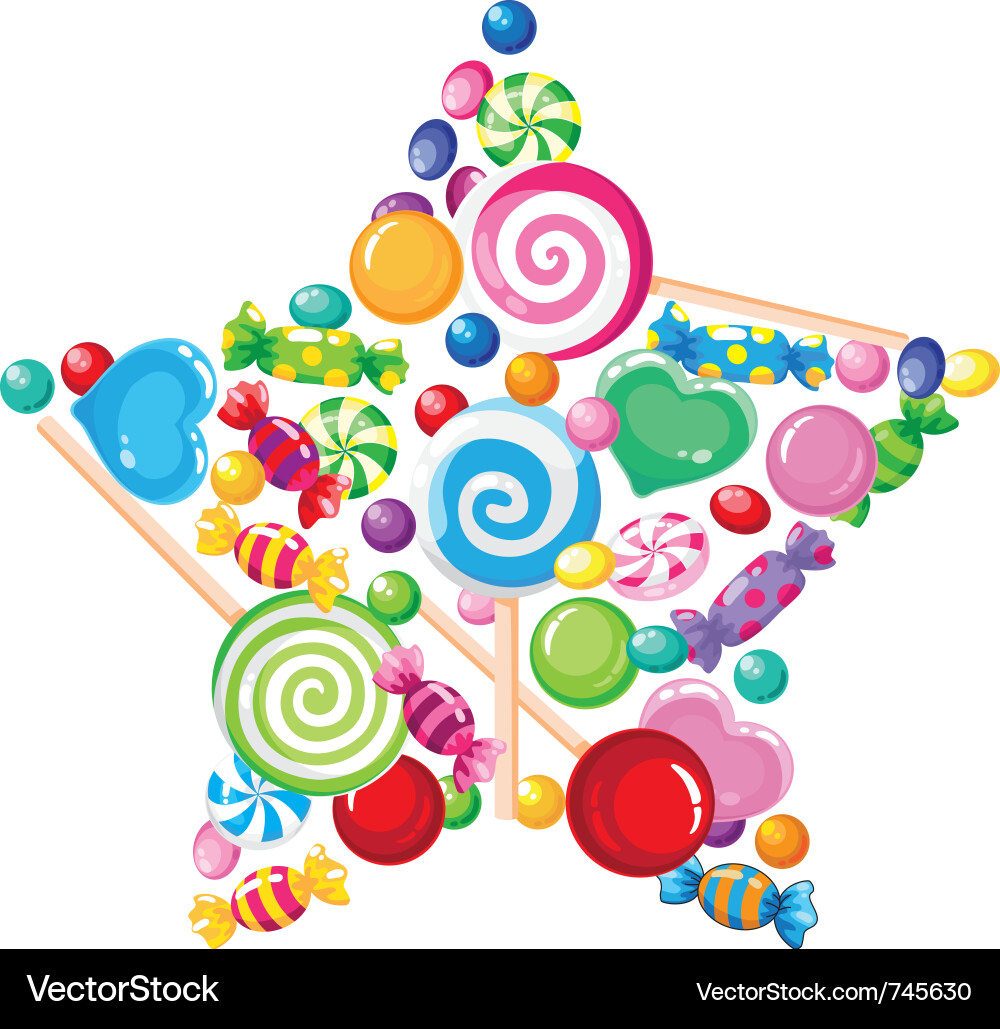Candy star white Royalty Free Vector Image - VectorStock