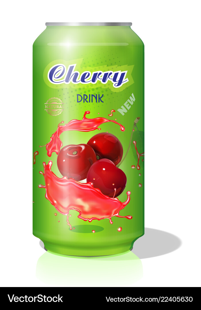 Cherry cola in aluminum can isolated Royalty Free Vector