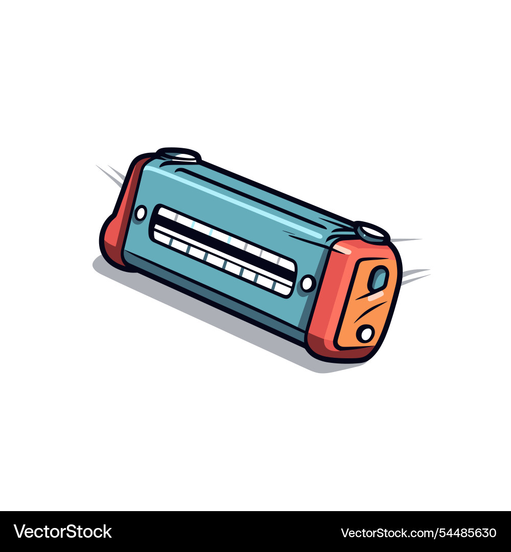 Colorful cartoon harmonica on a white background Vector Image