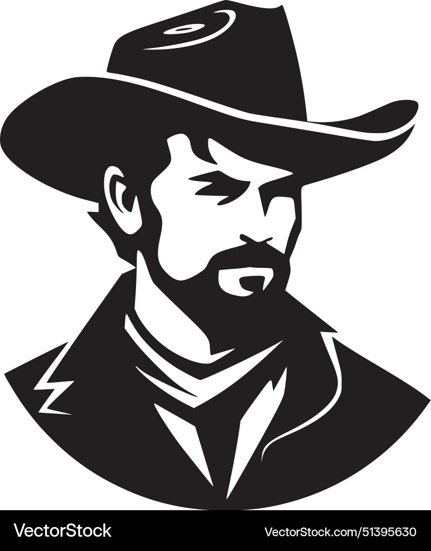Cowboy - black and white Royalty Free Vector Image