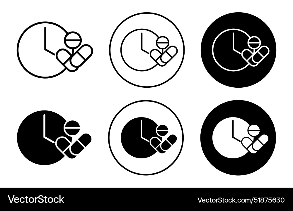 Dose time icon outline flat Royalty Free Vector Image