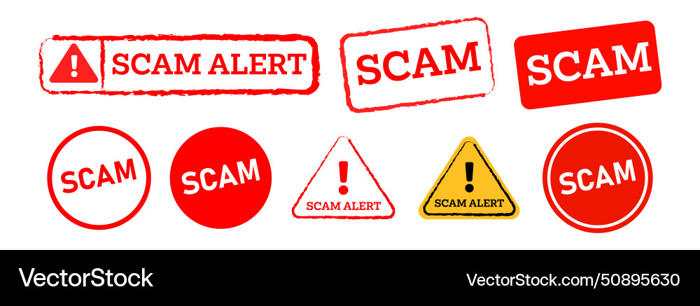 Text scam red stamp label sticker sign for warning