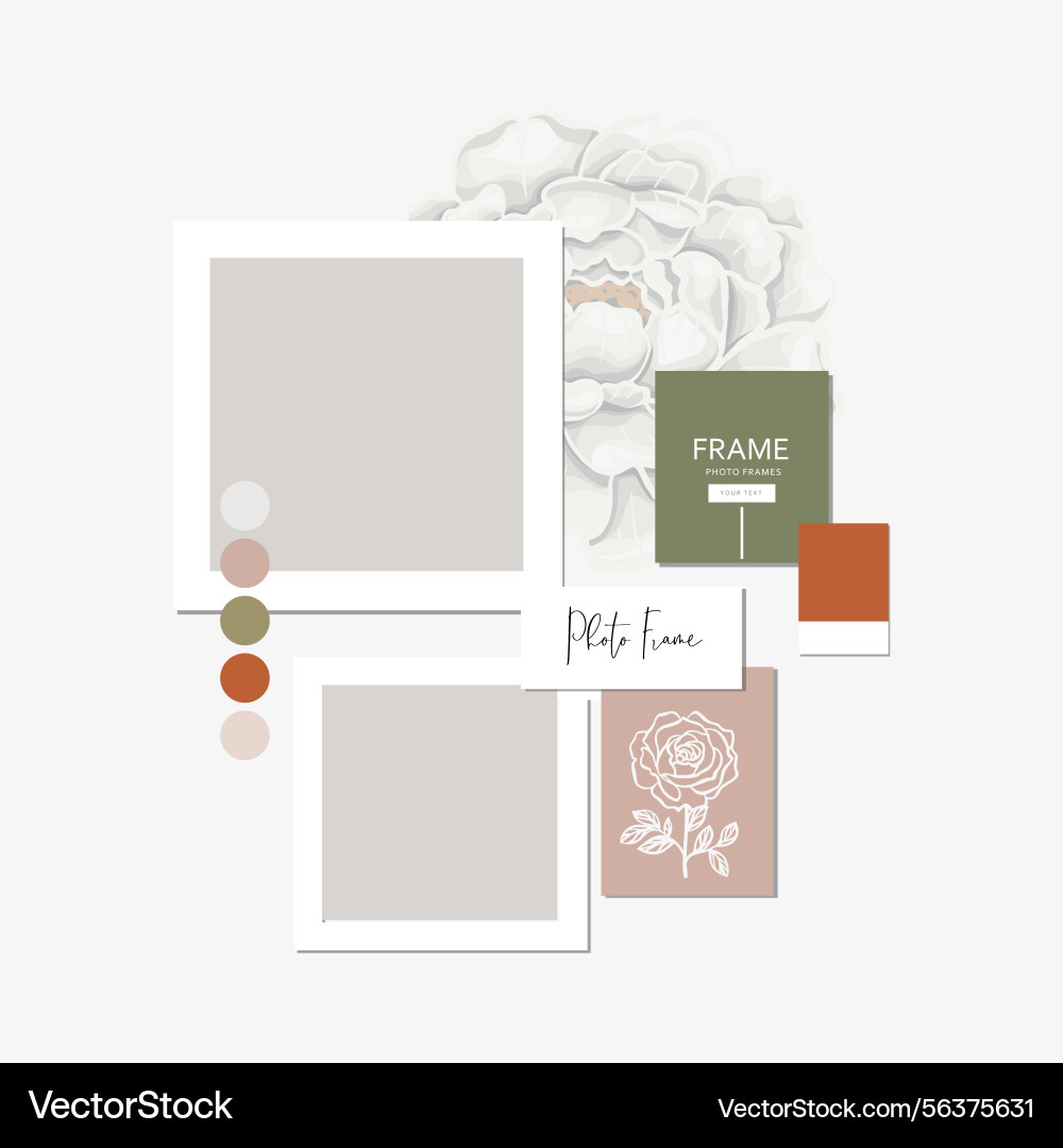 Collage blank photo frame template Royalty Free Vector Image