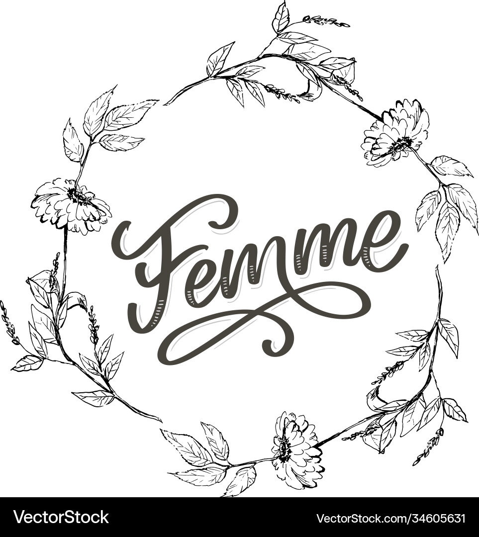 Decorative femme text lettering calligraphy Vector Image