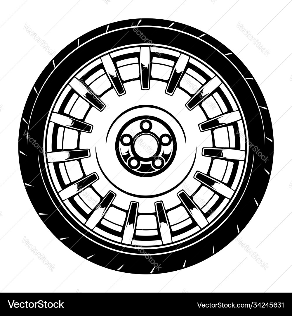 Flat car wheel 21 Royalty Free Vector Image - VectorStock
