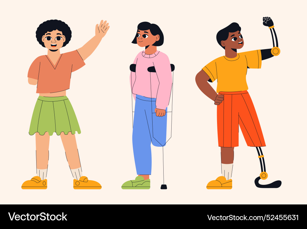 Hand drawn people with disabilities Royalty Free Vector