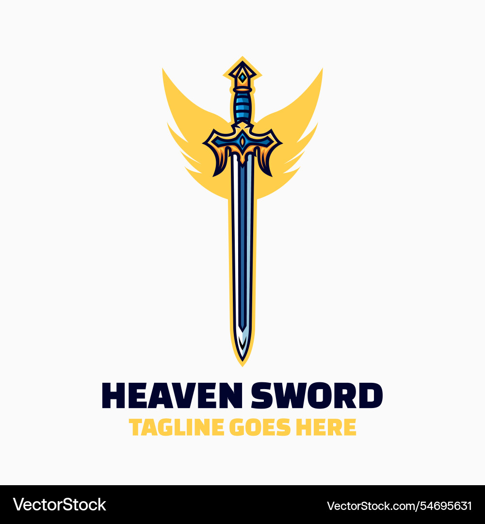 Heaven sword simple mascot logo Royalty Free Vector Image