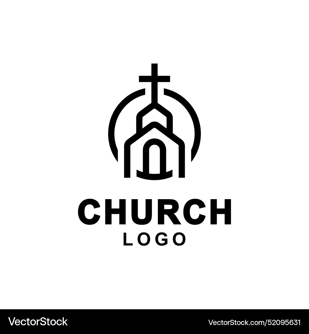 Minimal church logo line art Royalty Free Vector Image