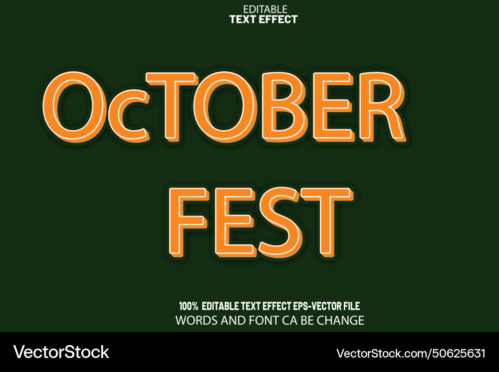 October fest text effect cartoon style Royalty Free Vector