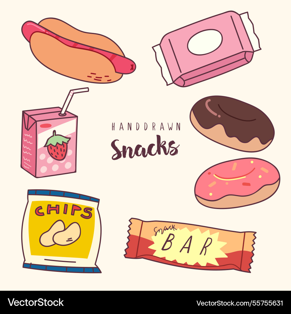 Snacks collection Royalty Free Vector Image - VectorStock
