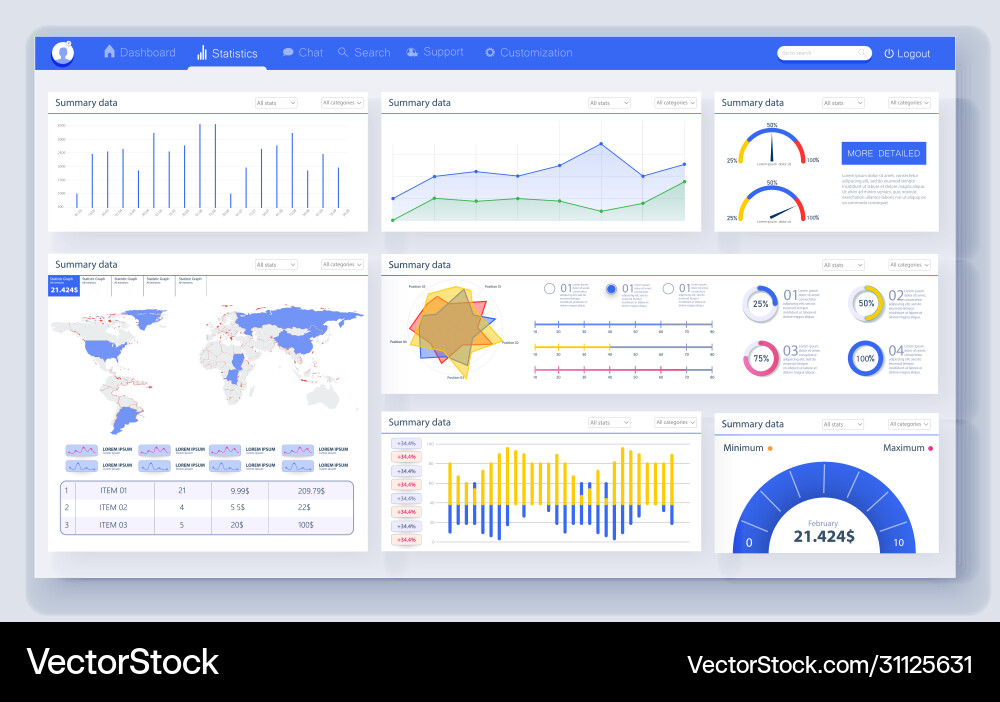 Web dashboard great design for any site purposes Vector Image