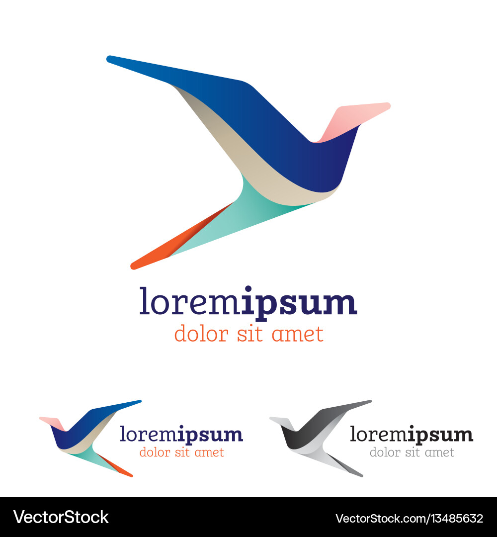 Abstract and stylized flying bird emblem Vector Image