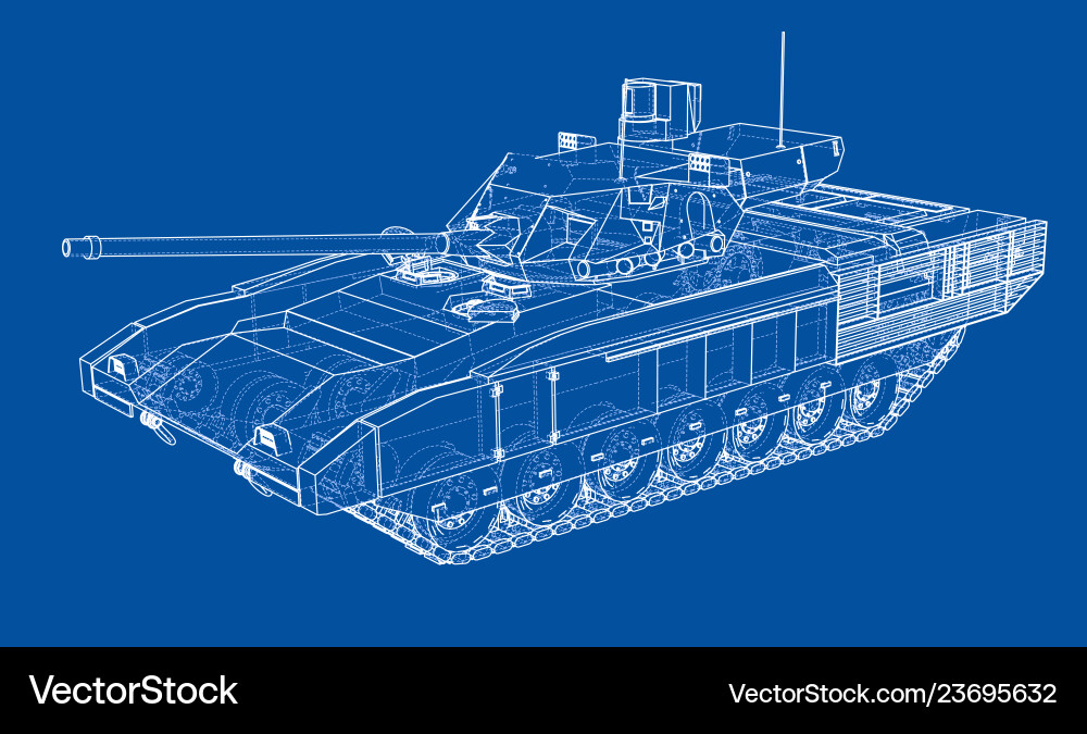 Blueprint of realistic tank Royalty Free Vector Image