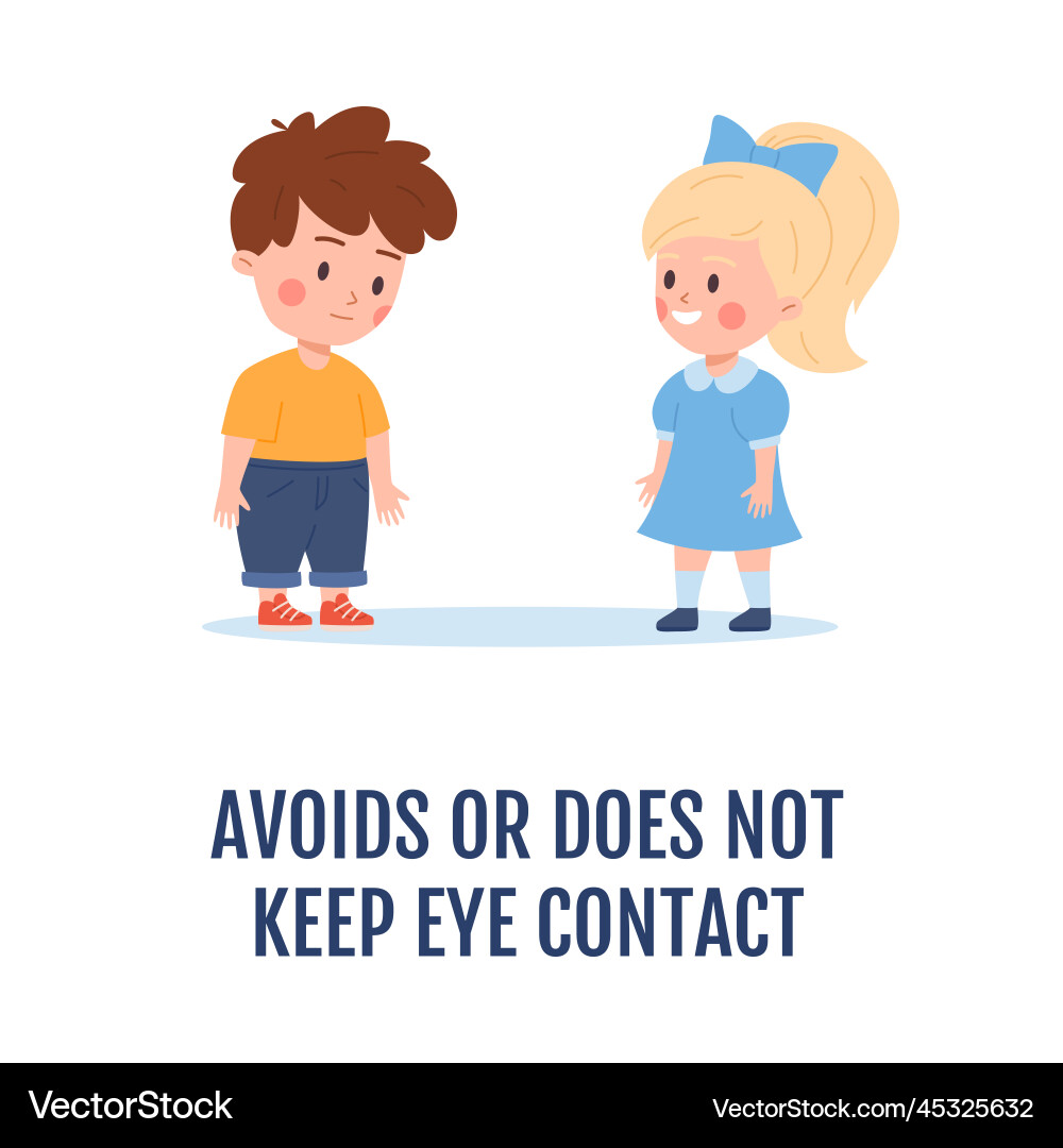 Child with autism avoiding eye contact flat Vector Image