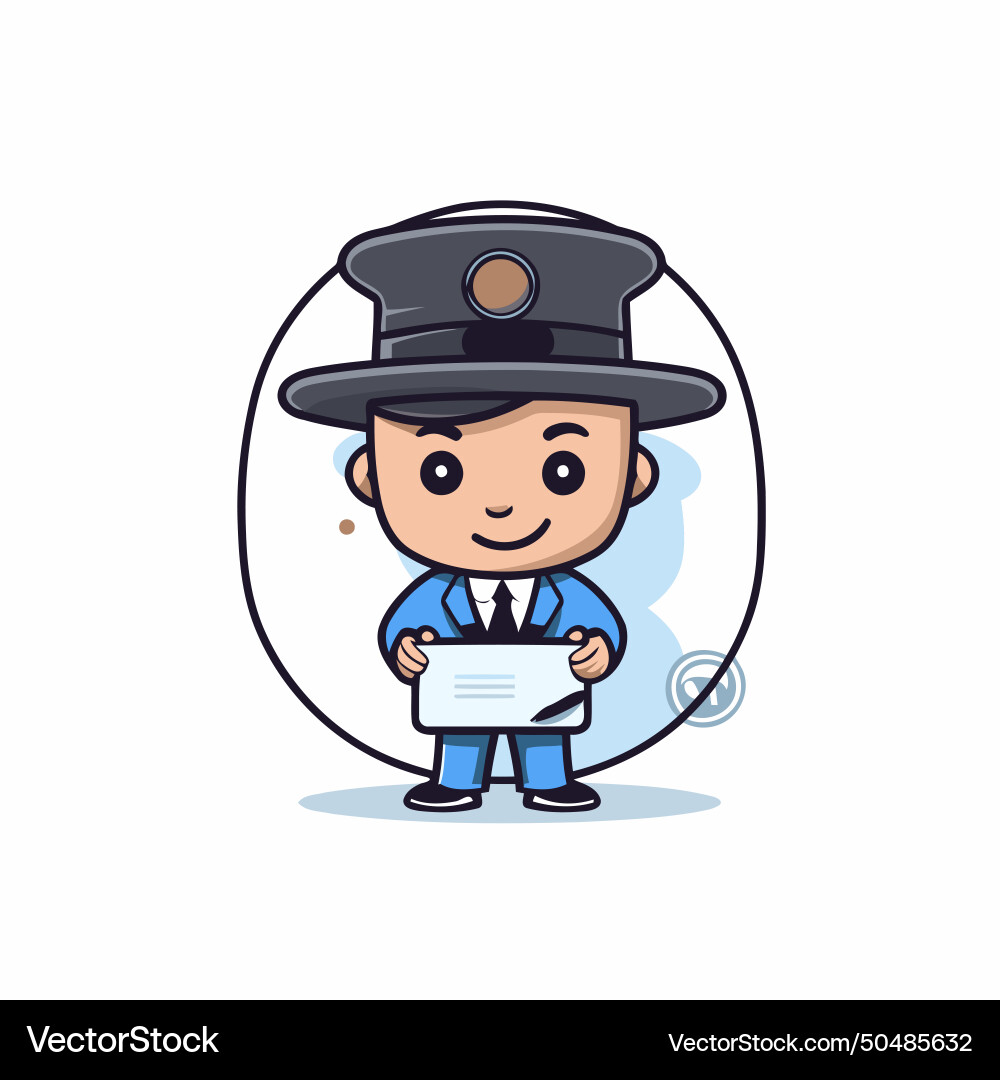 Cute detective holding a letter flat cartoon Vector Image