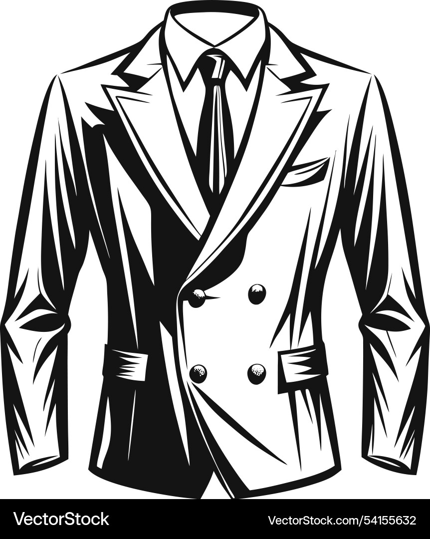 Double-breasted suit jacket template Royalty Free Vector