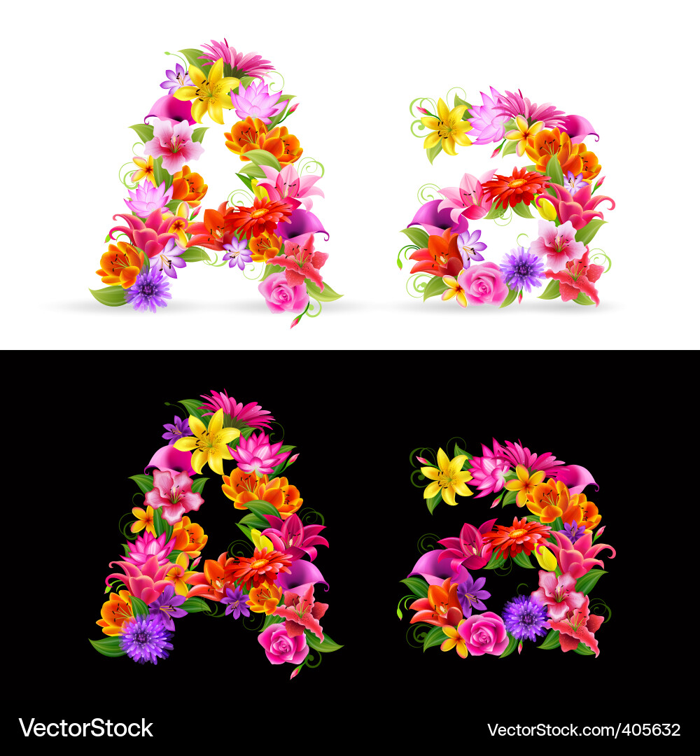 Floral Alphabet Font Royalty Free Vector Image