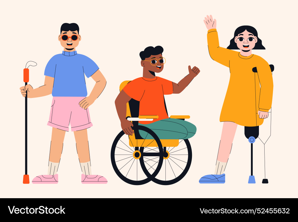 Hand drawn people with disabilities Royalty Free Vector