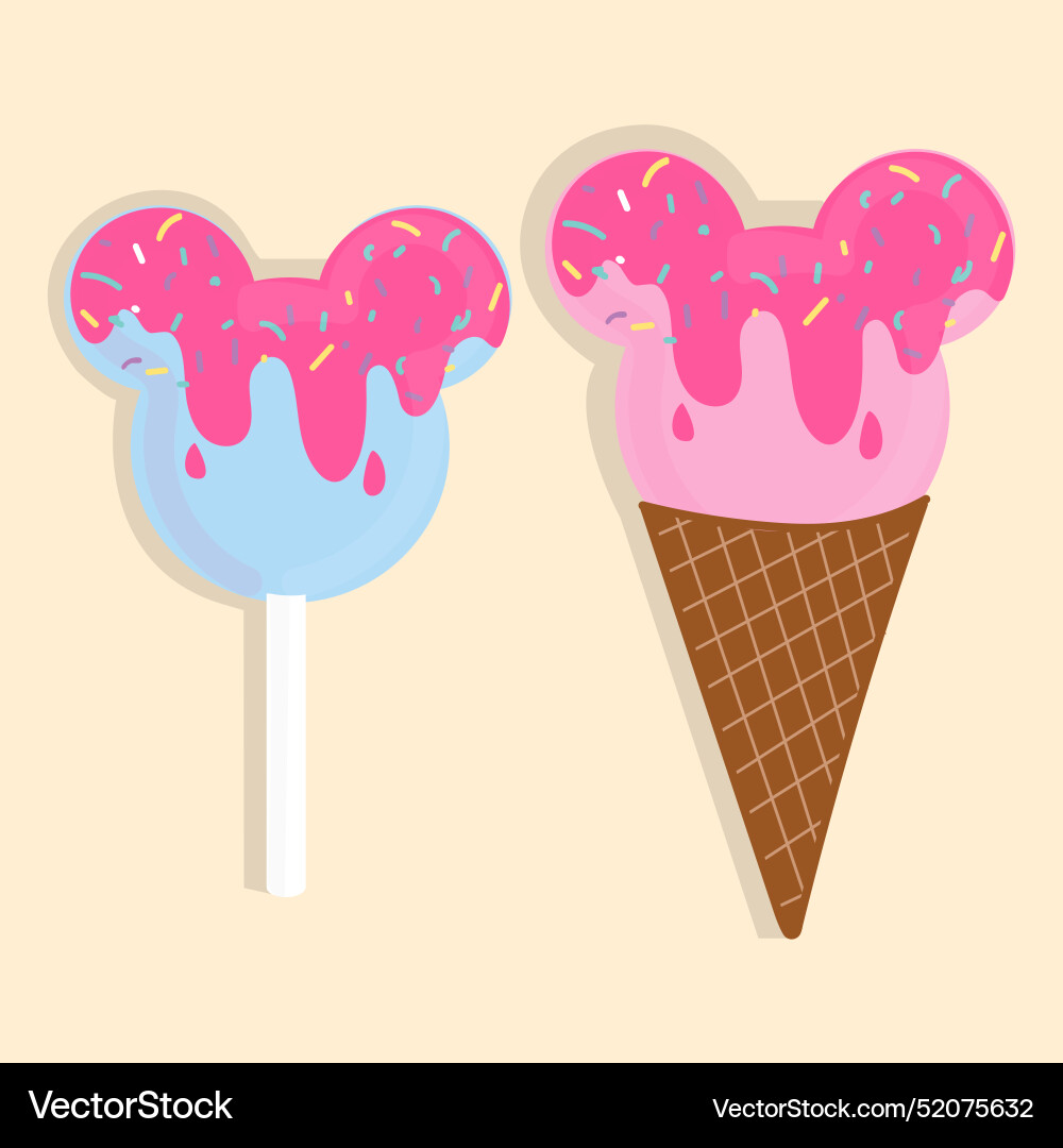 Mickey mouse face shape lollipop and ice cream set