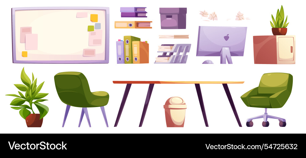 Modern office interior elements Royalty Free Vector Image