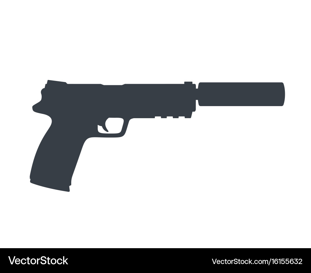 Pistol handgun with silencer gun on white Vector Image