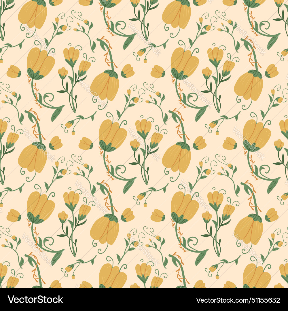 Vintage flowers seamless pattern floral retro Vector Image