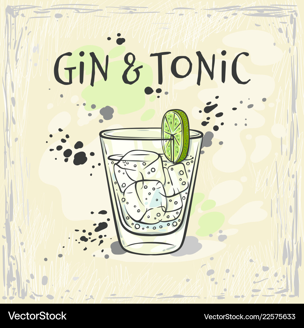 Gin and tonic cocktail Royalty Free Vector Image