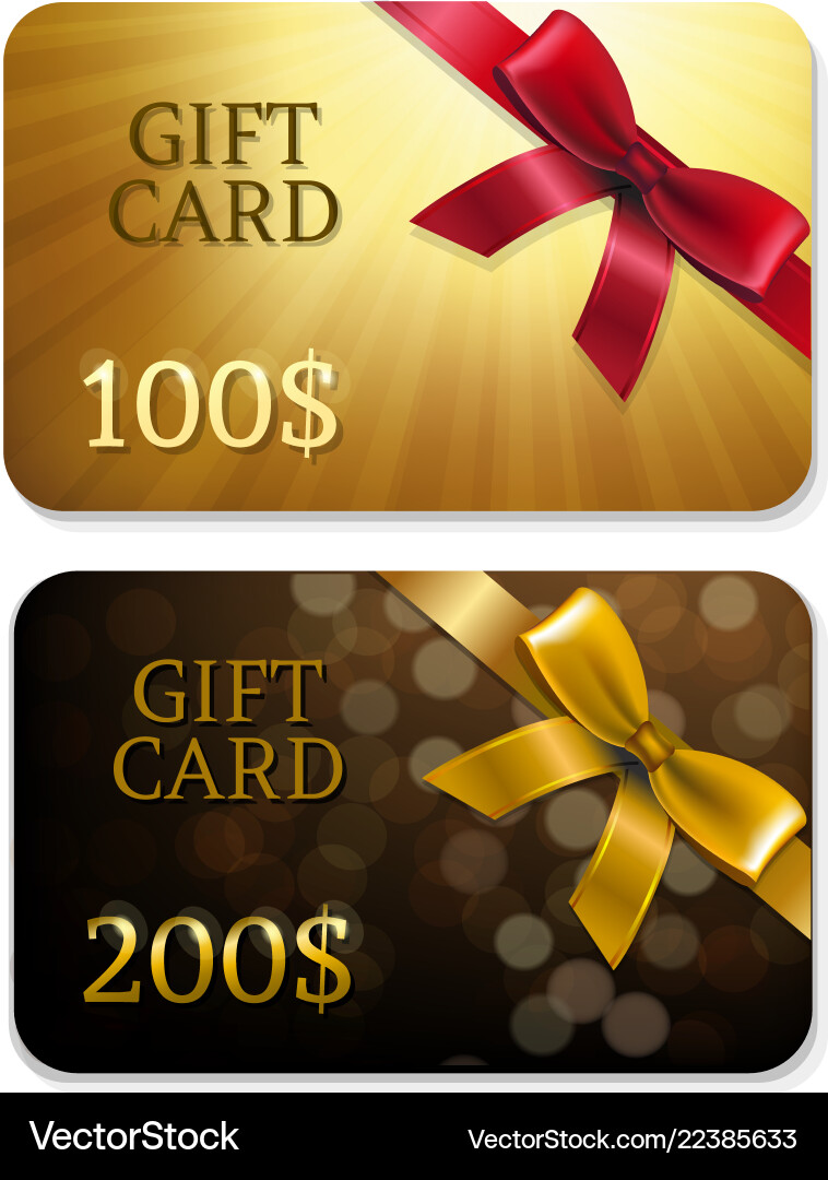 Golden gift cards Royalty Free Vector Image - VectorStock