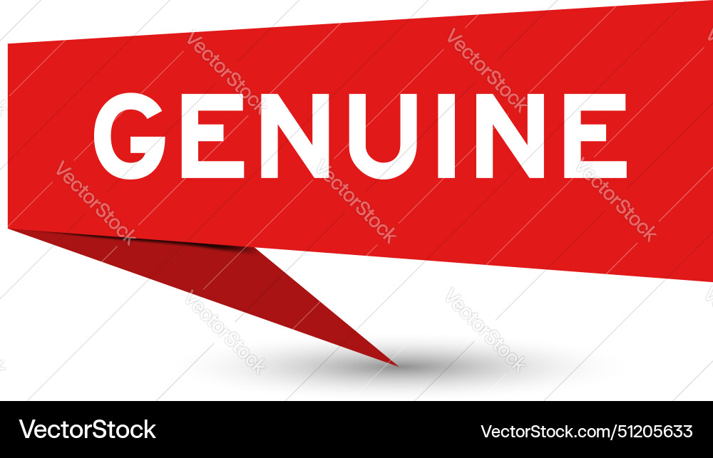 Red color speech banner with word genuine Vector Image