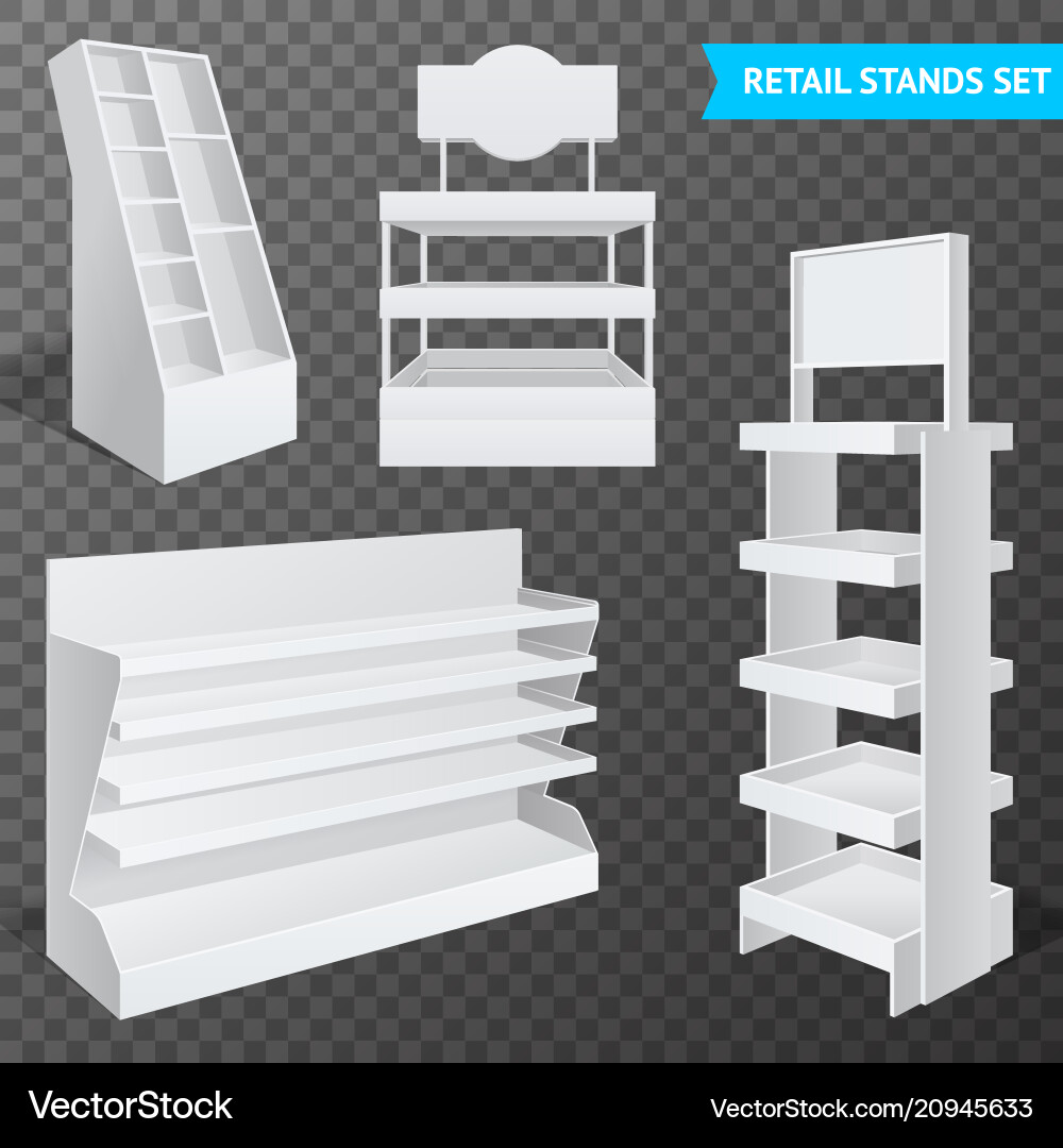Retail stands set transparent Royalty Free Vector Image