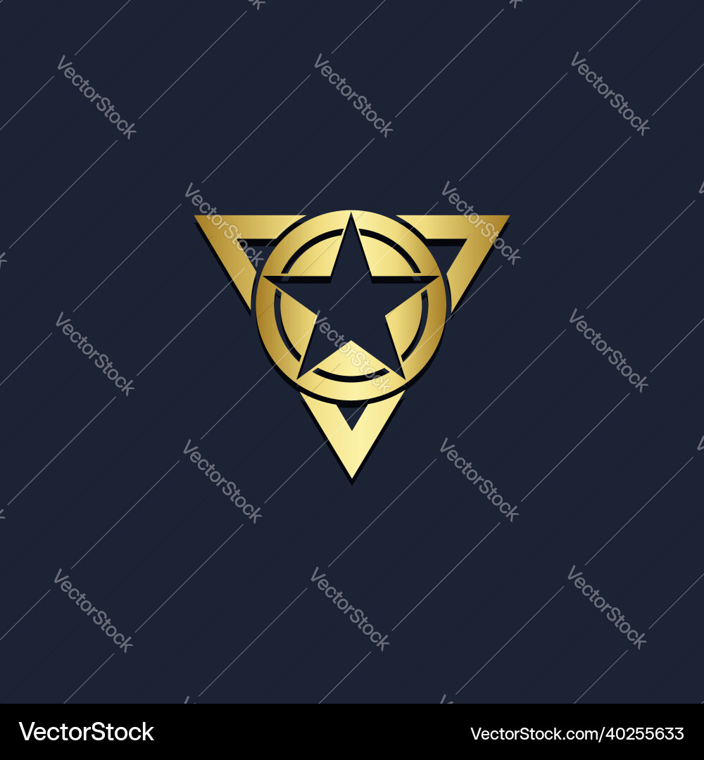 Star triangle emblem gold logo Royalty Free Vector Image