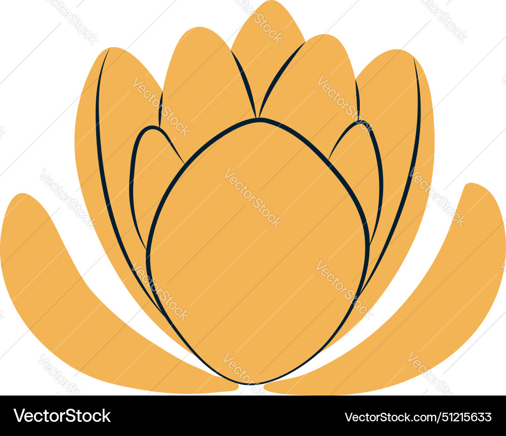 Traditional asian lotus flower flat hand drawn Vector Image