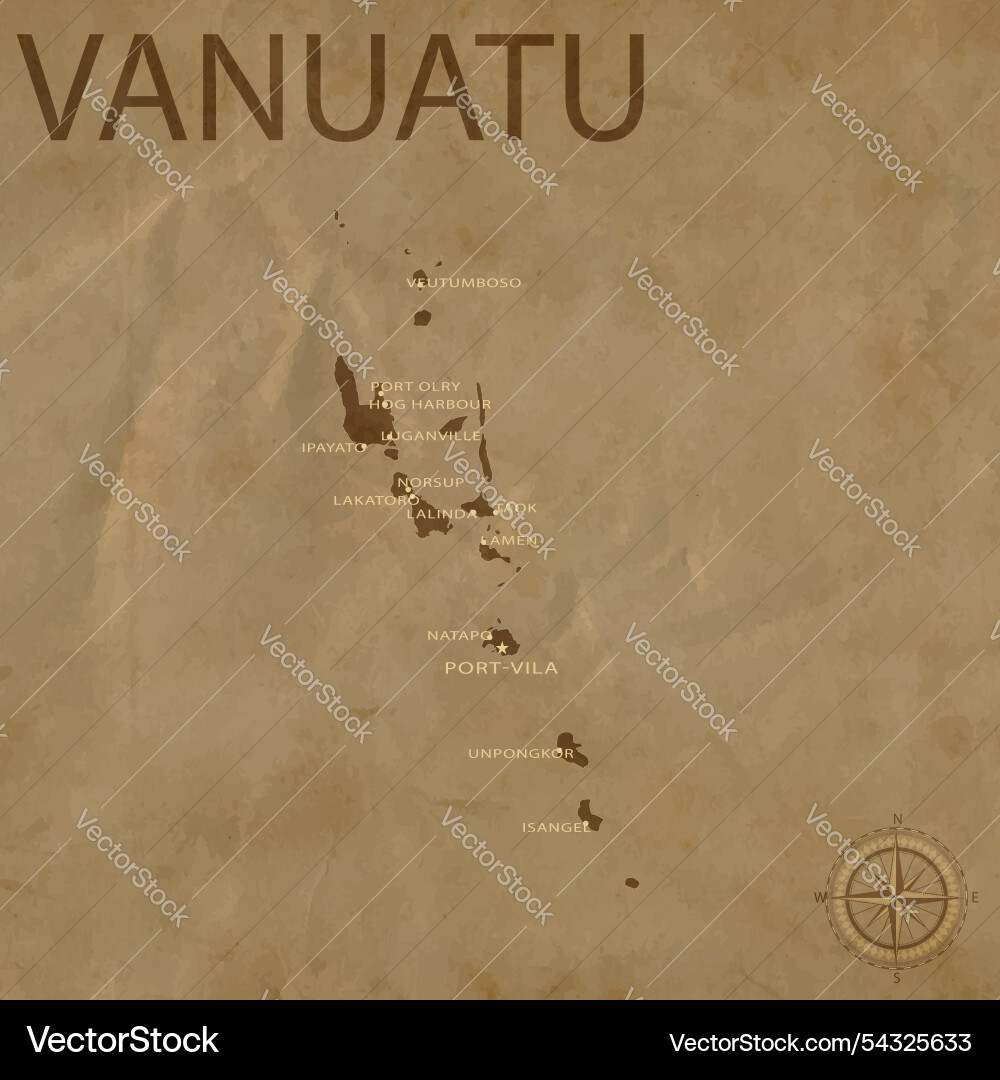 Vintage vanuatu map with regions borders Vector Image