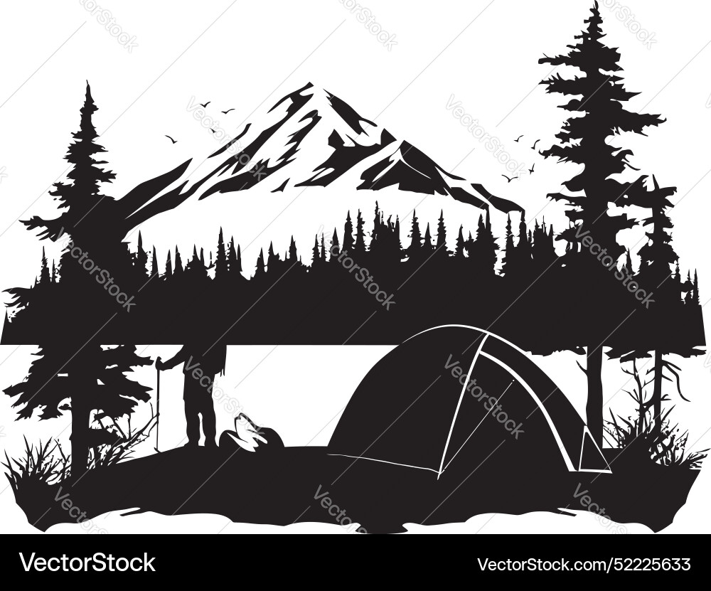 Woodsy wanderer chic camping icon Royalty Free Vector Image