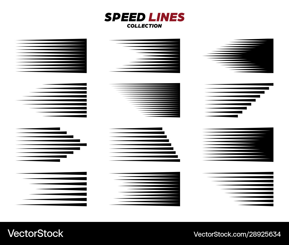 Black comic speed motion line collection Vector Image