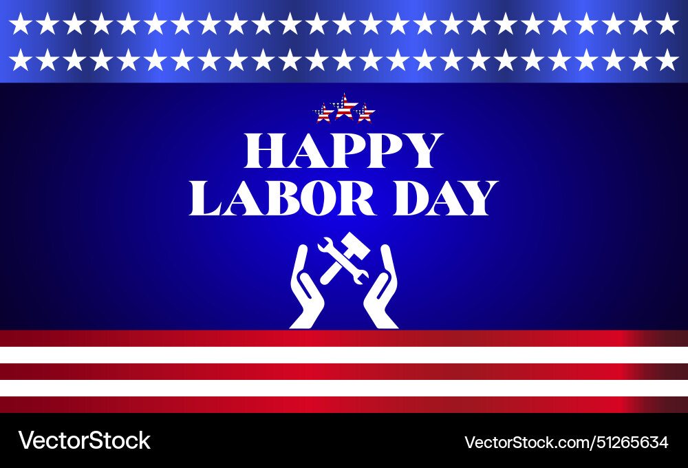 Blue background happy labour day stylish text Vector Image