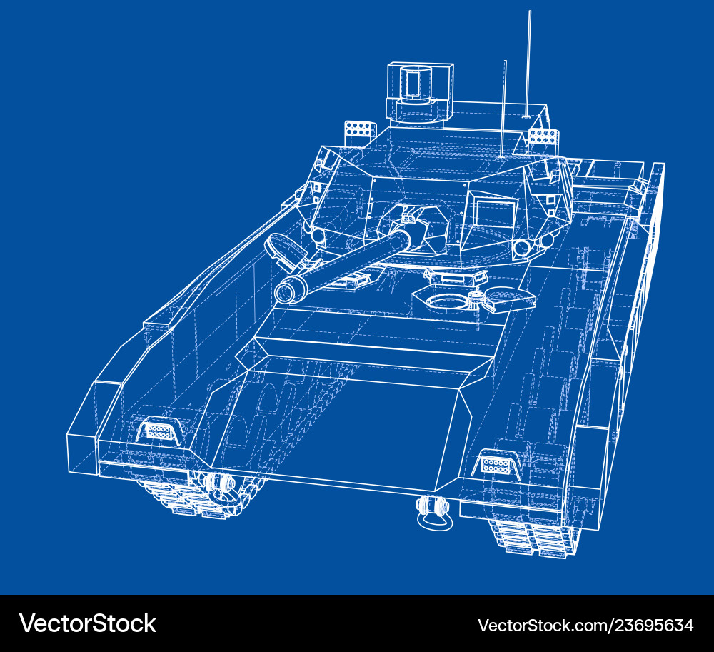 Blueprint of realistic tank Royalty Free Vector Image