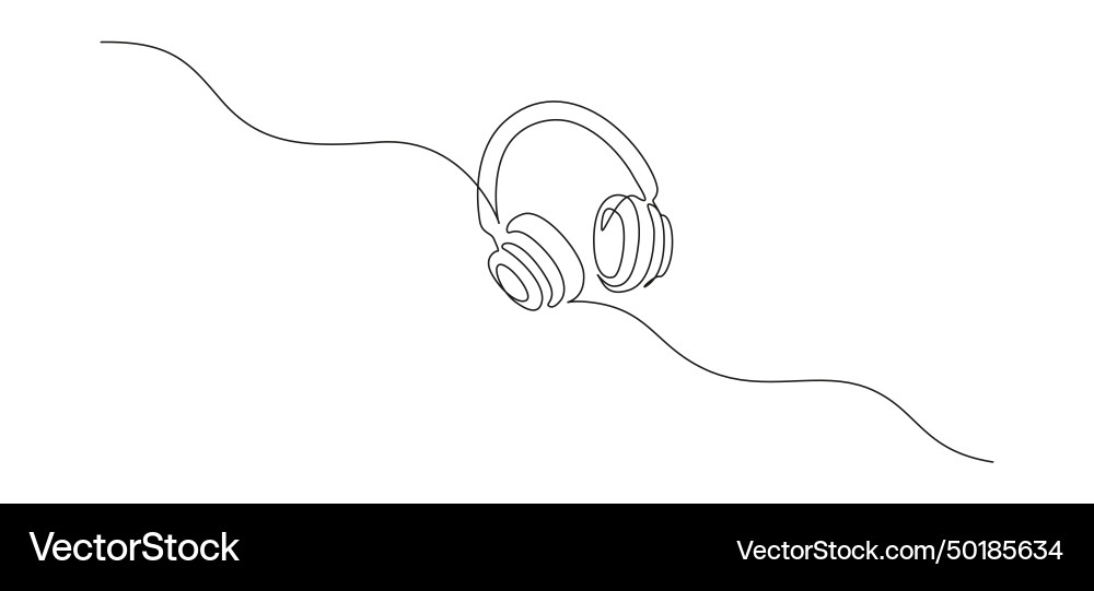 Continuous one line drawing of headphones Vector Image