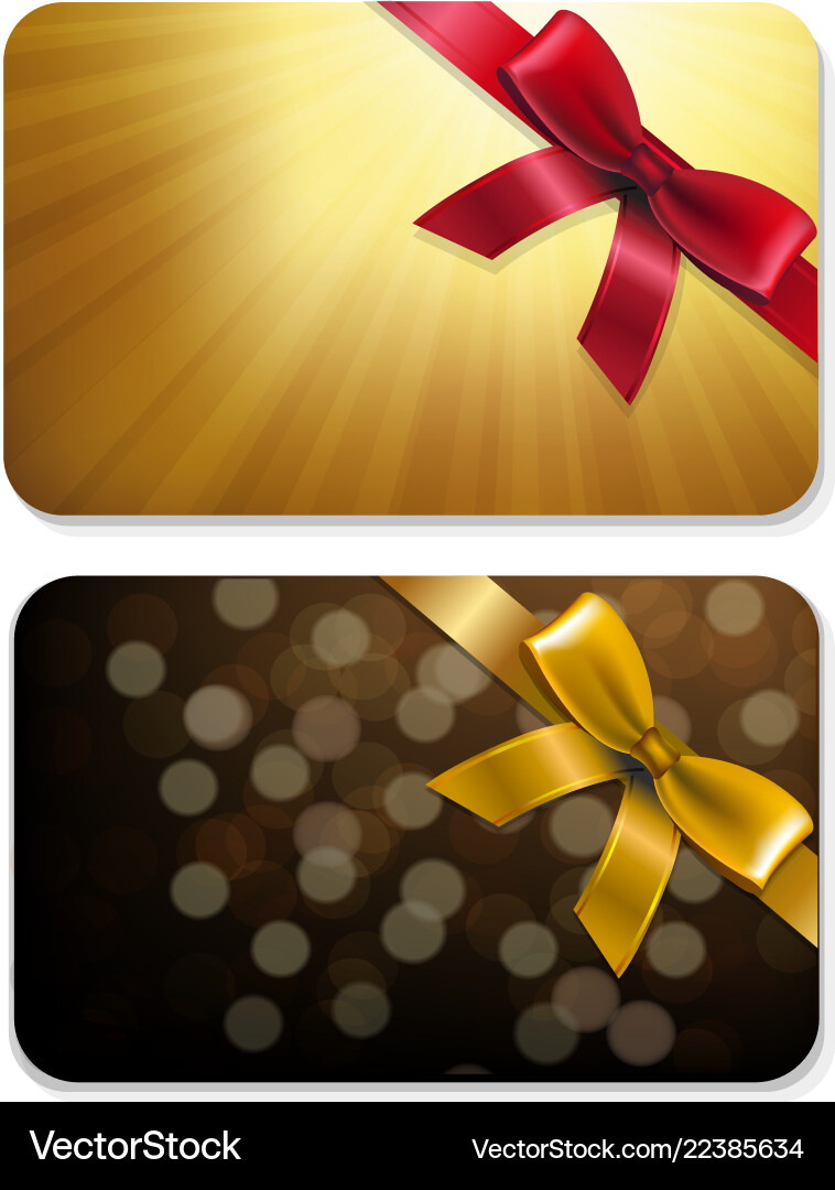 Golden gift cards Royalty Free Vector Image - VectorStock